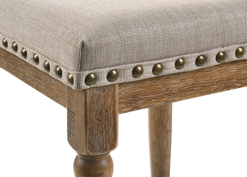 Farsiris 2 Beige Fabric Weathered Oak Counter Height Stools Aetna Stores