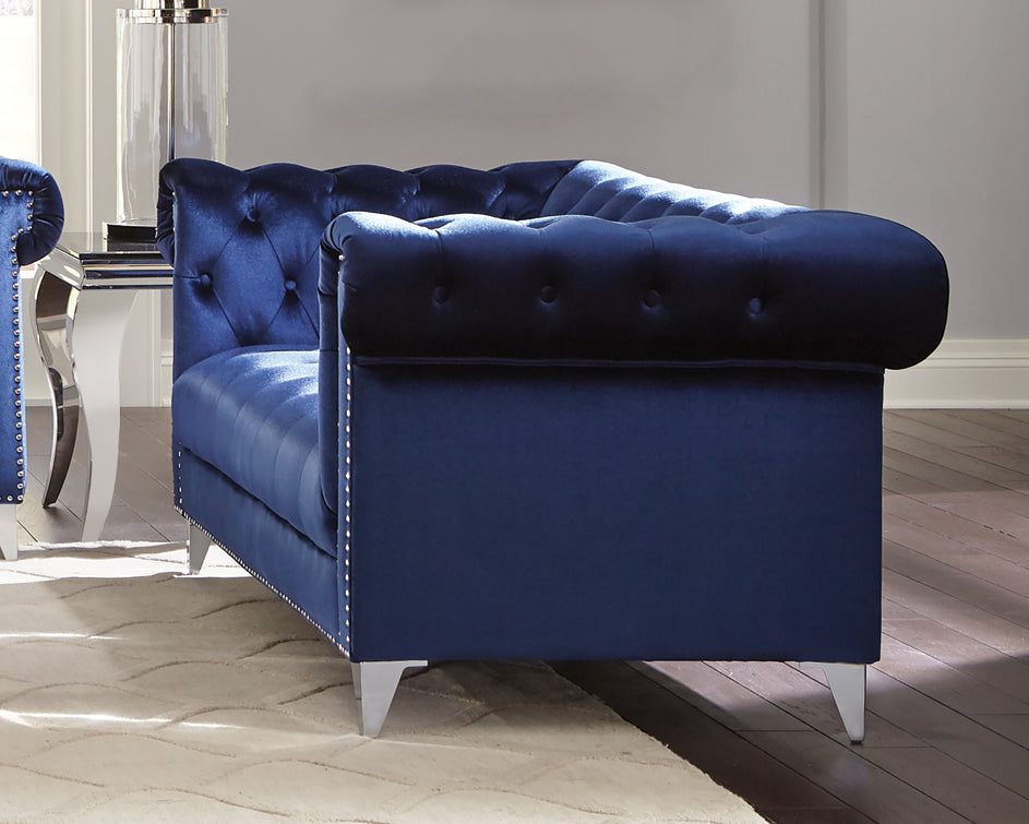 Bleker 3-Pc Blue Velvet Button Tufted Sofa Set – Aetna Stores