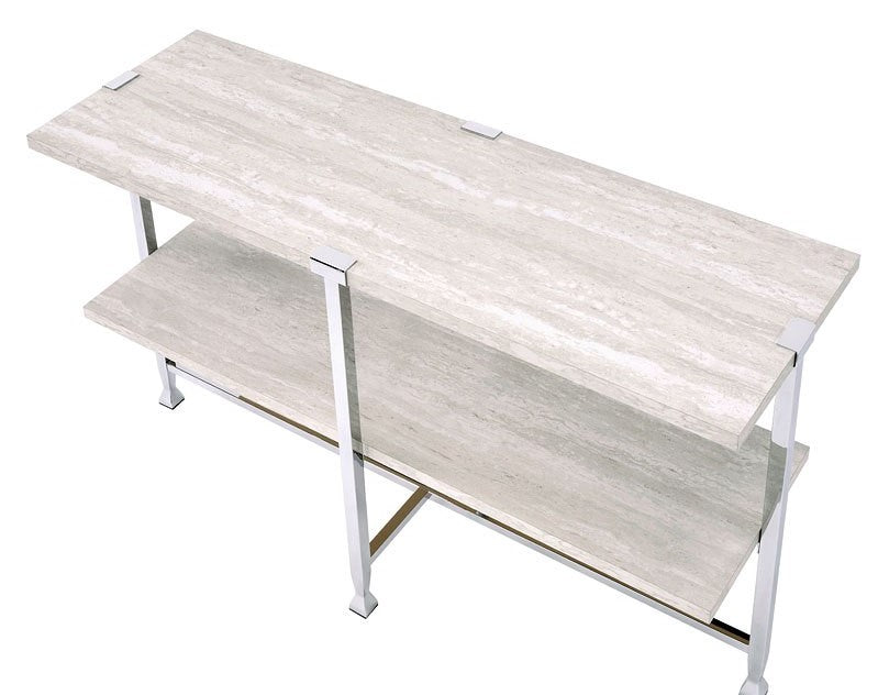 Brecon White Oak Wood/Chrome Metal Round Sofa Table – Aetna Stores